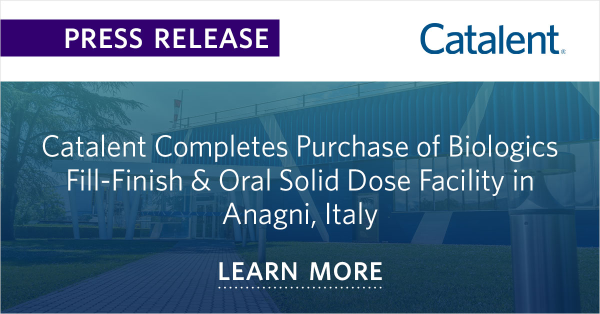 Catalent Completes Bristol-Myers Squibb Anagni Facility Purchase