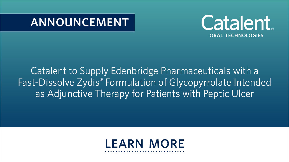 Edenbridge & Catalent Partner for Fast-Dissolve Zydis Formulation